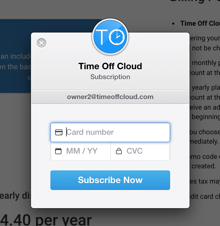 Subscribing to Time Off Cloud – Time Off Cloud