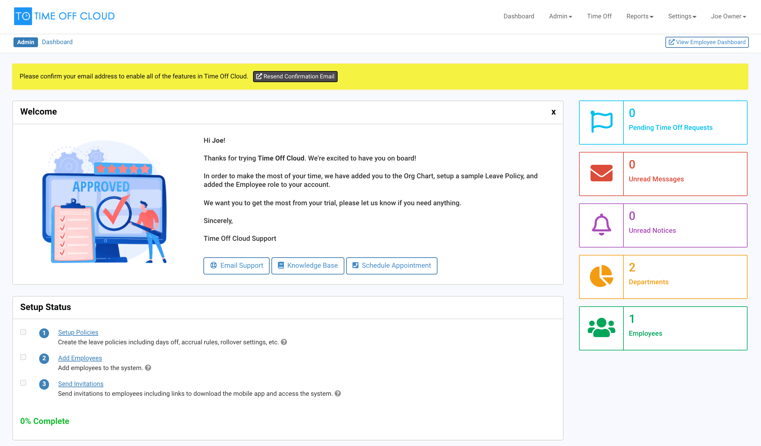 Getting Started – Time Off Cloud